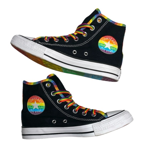 Converse | Shoes | Custom Converse All Star Chuck Taylor Black Rainbow ...